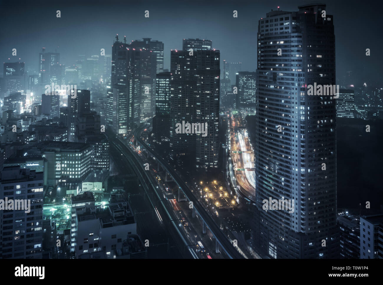 Rainy Tokyo nightscape Stock Photo - Alamy