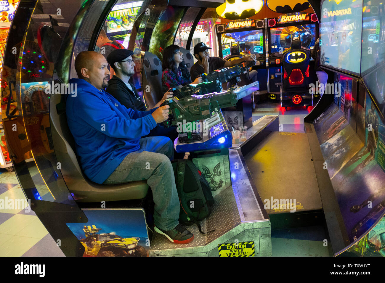 Playing games at the arcade, Santa Monica Pier, Santa Monica ...
