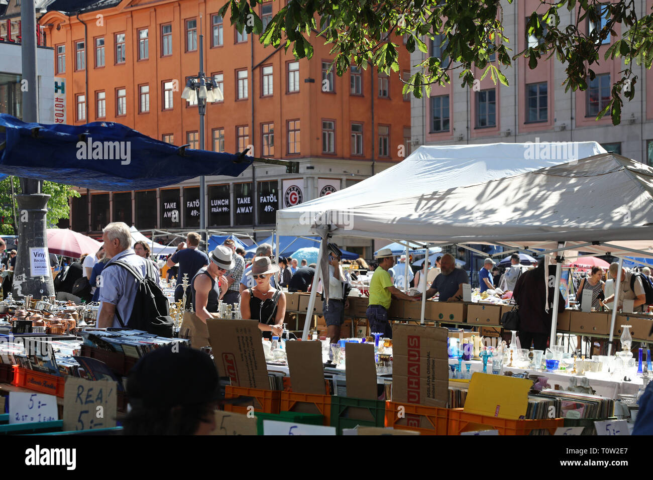 STOCKHOLM, SWEDEN 20180708 Flea market at Hötorget, Stockholm. Photo ...