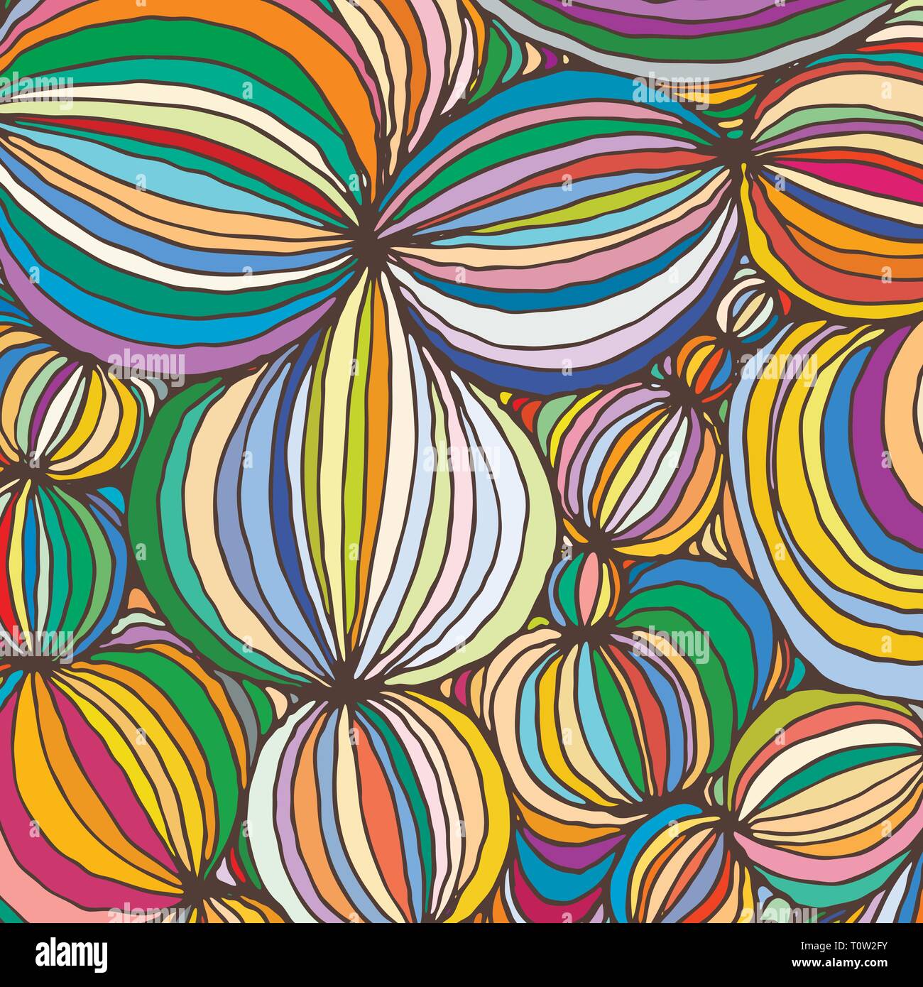 Vector doodle outline abstract ornamental ball stripe background. Funky ...