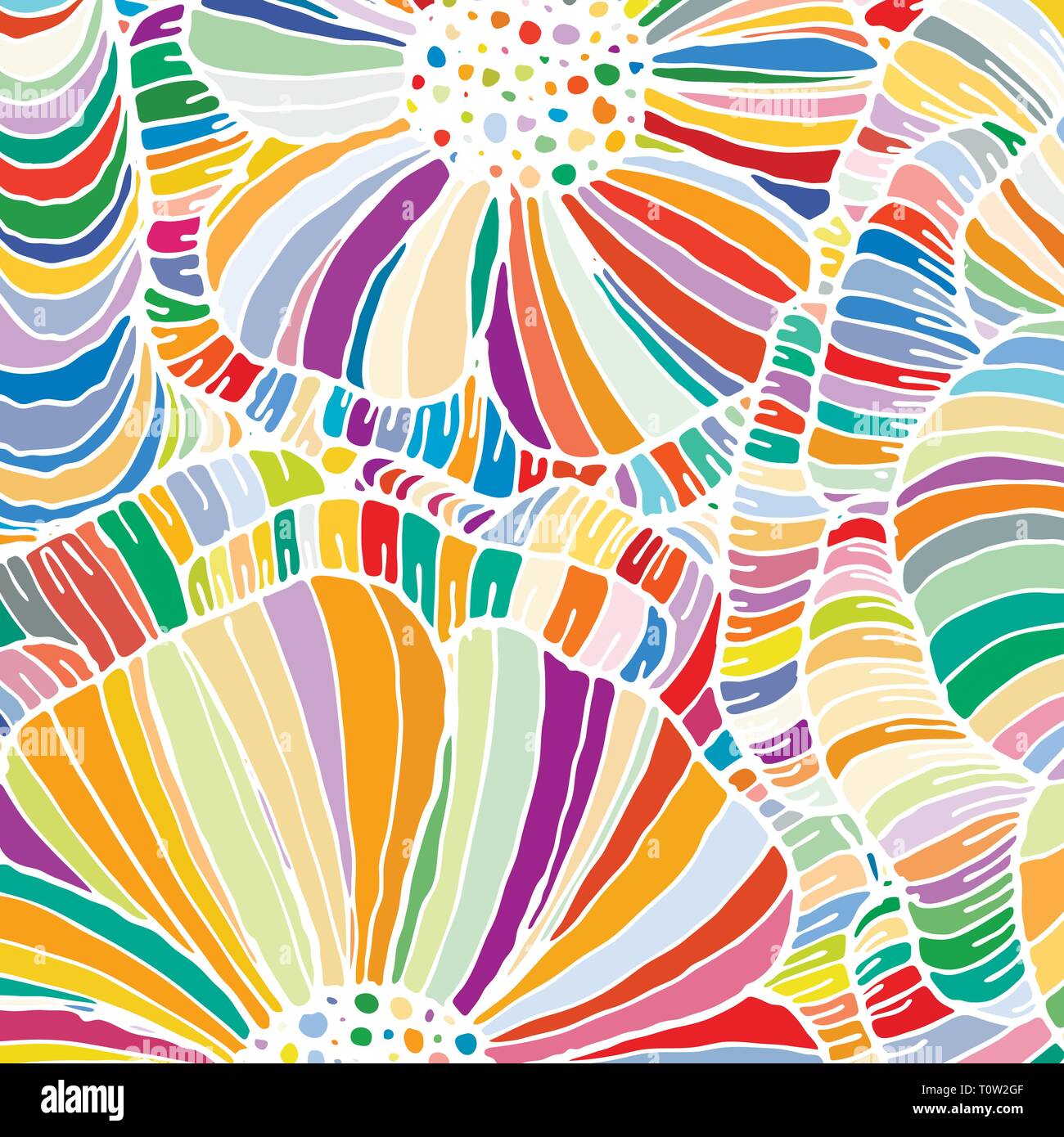 Vector doodle outline abstract ornamental flowers stripe background ...