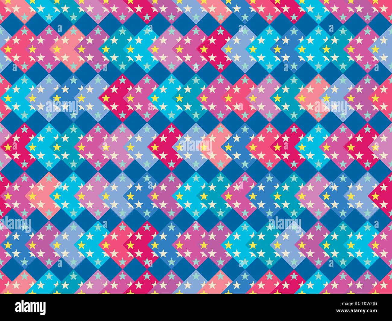 Seamless pattern with multicolored squares and stars. Colorful ...