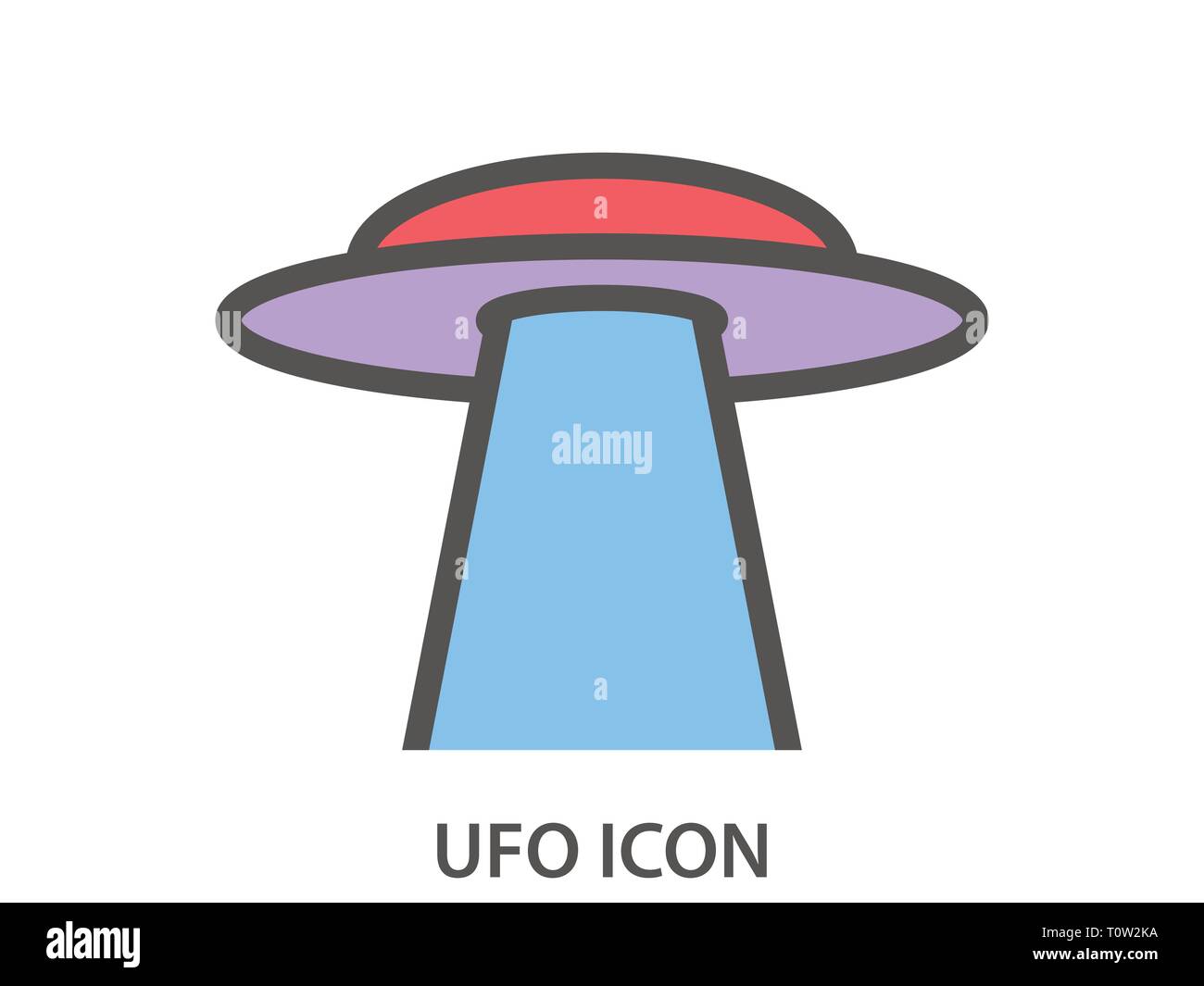 Ufo icon on a white background. Flying saucer with a beam. Alien ...