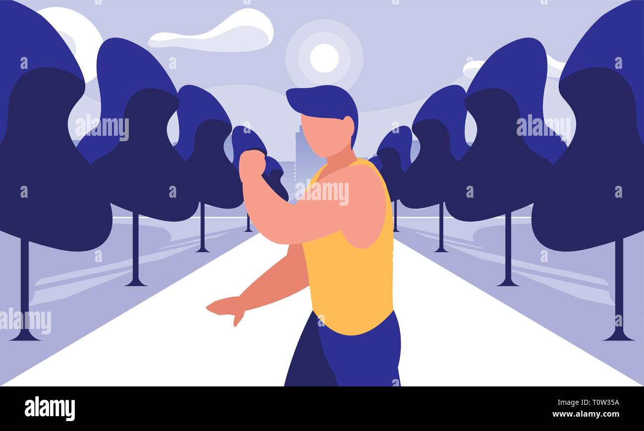 young man practicing outdoor gym vector illustration design Stock ...