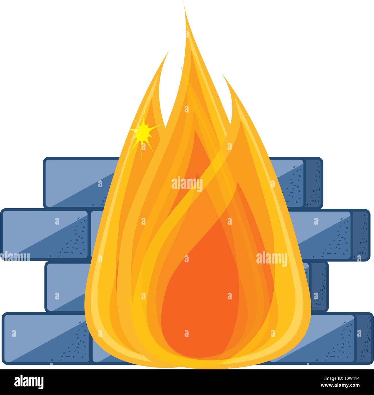 cyber security wall with fire vector illustration design Stock Vector ...
