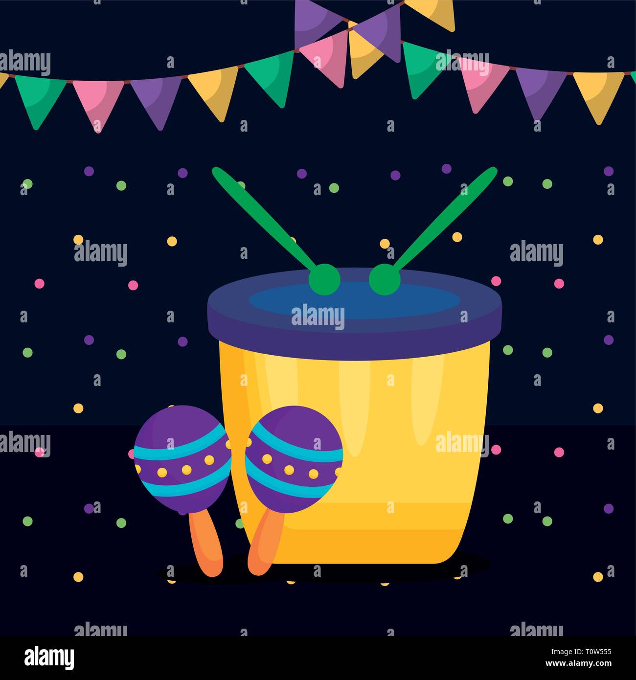 carnival bongo with maracas instruments vector illustration design ...