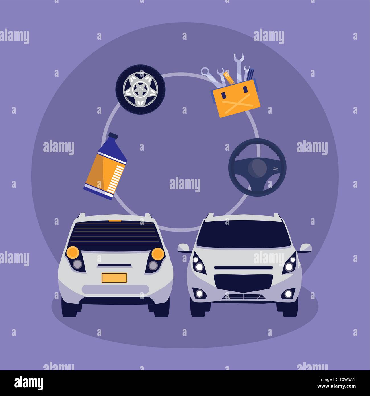 cars vehicles sedan front and back vector illustration design Stock ...