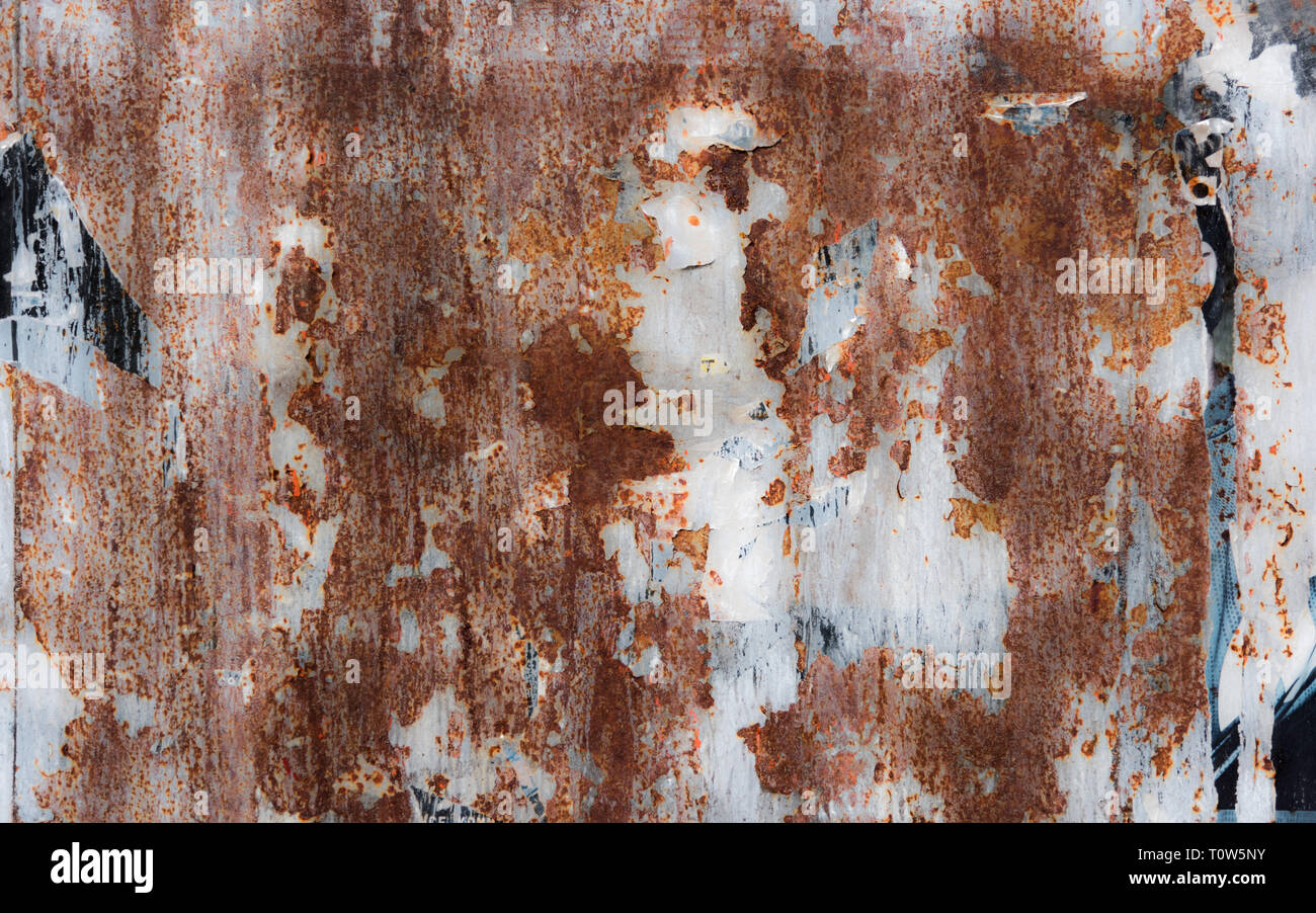 The rusty steel wall with peeled paint Stock Photo - Alamy