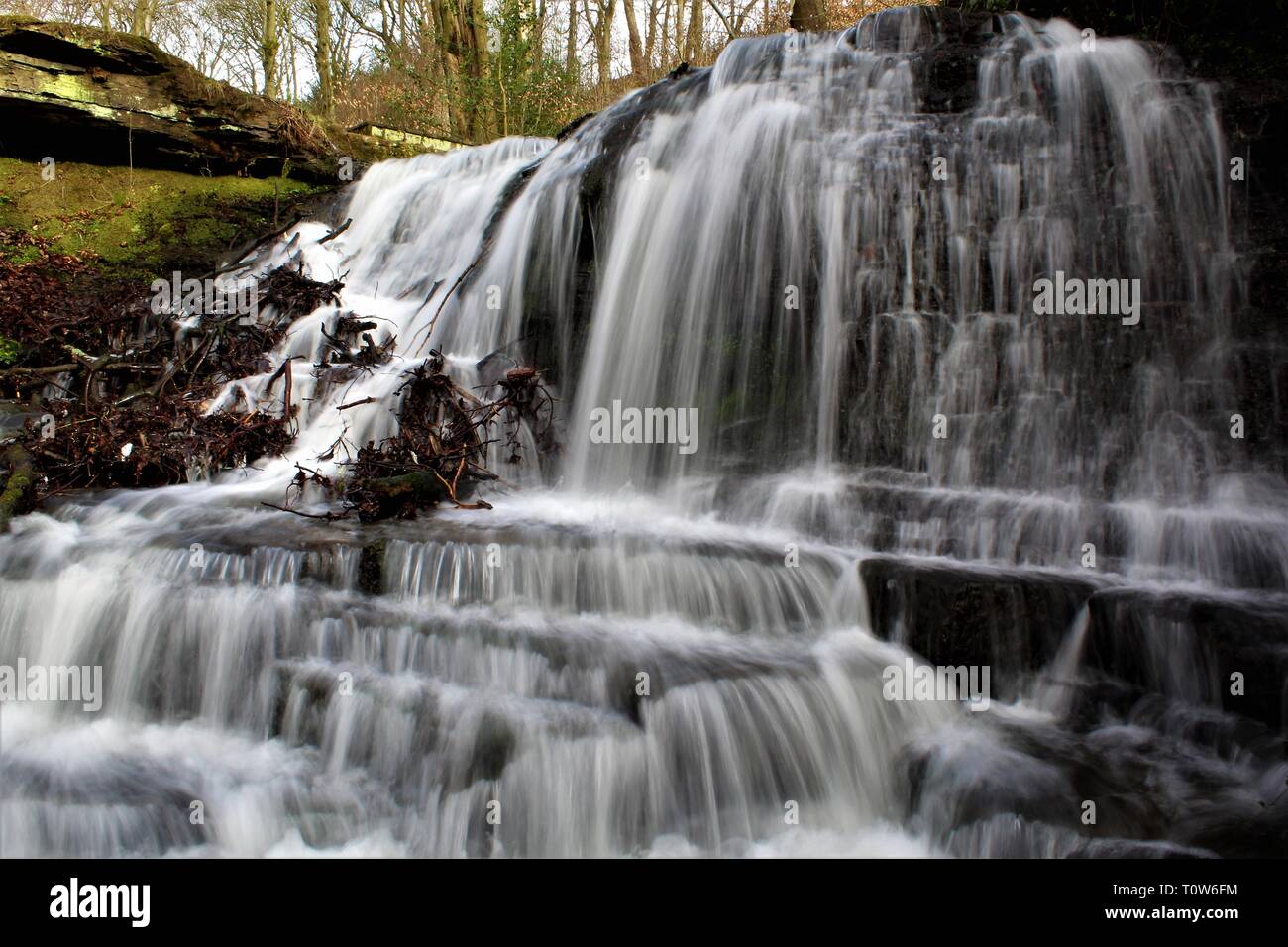 Kesterhole waterfall located in Shelf woods,West Yorkshire.This is a ...