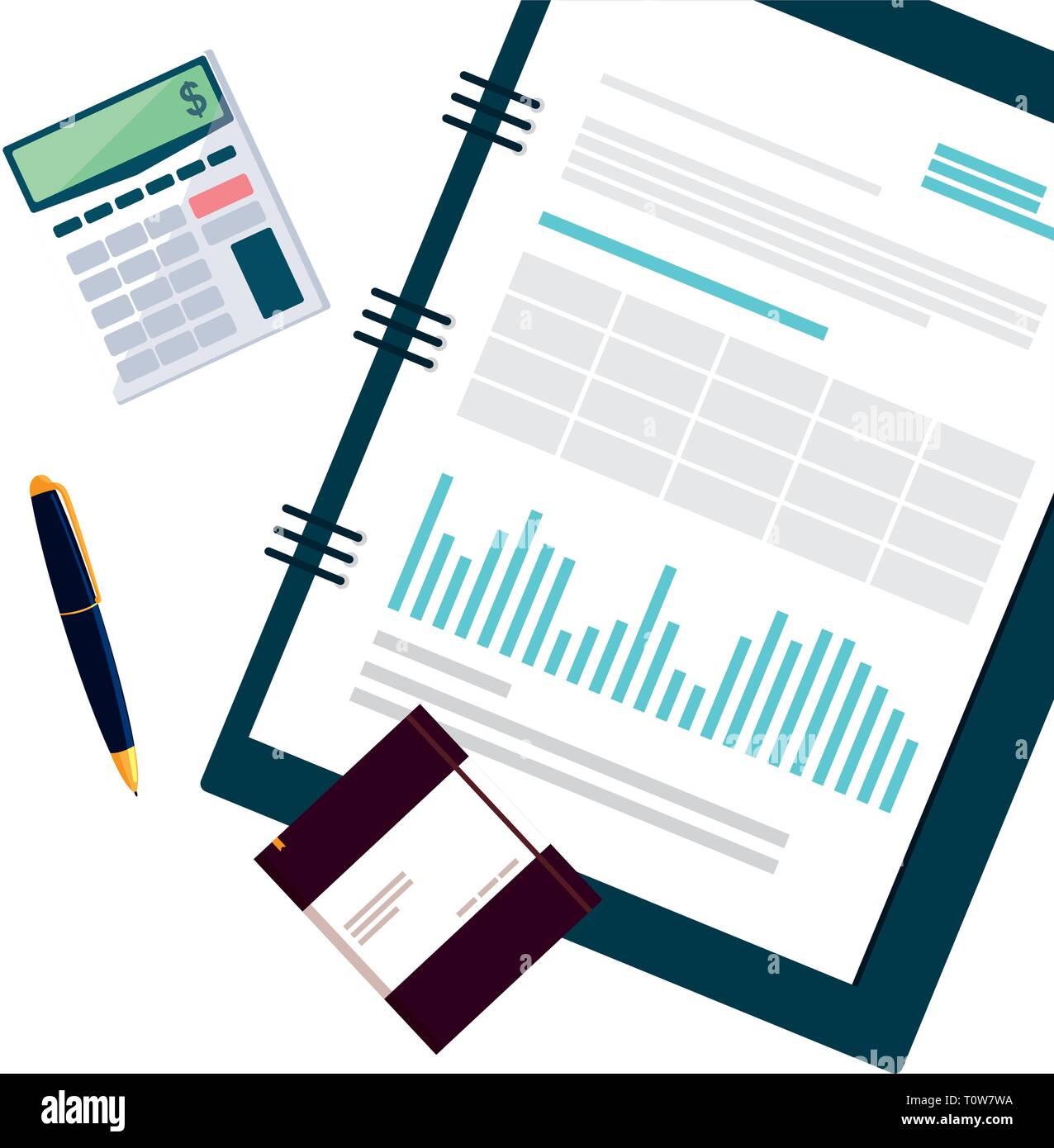 office supplies and note pad items vector illustration design Stock ...