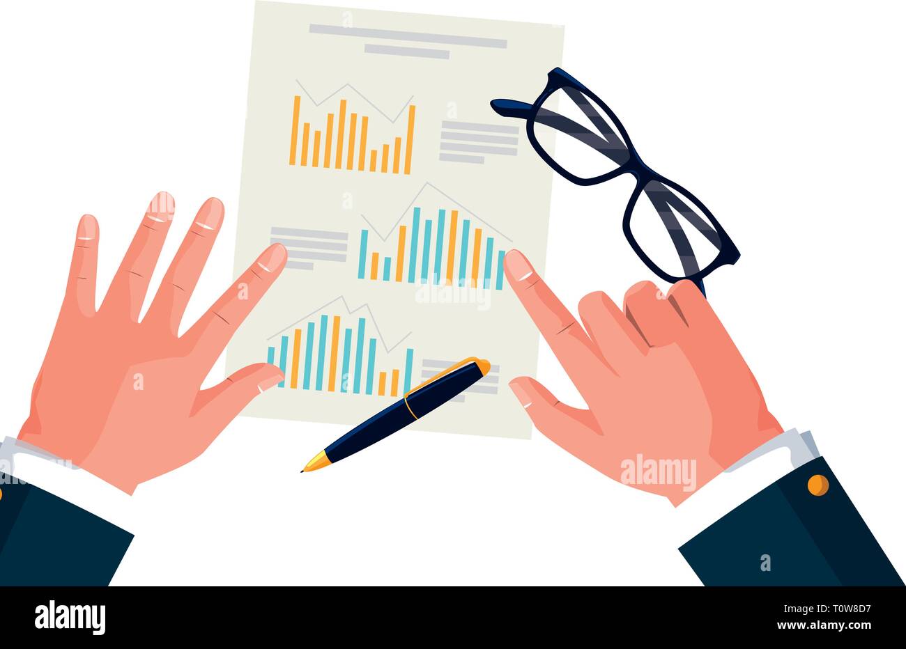 Human hands working documents Stock Vector Images - Alamy