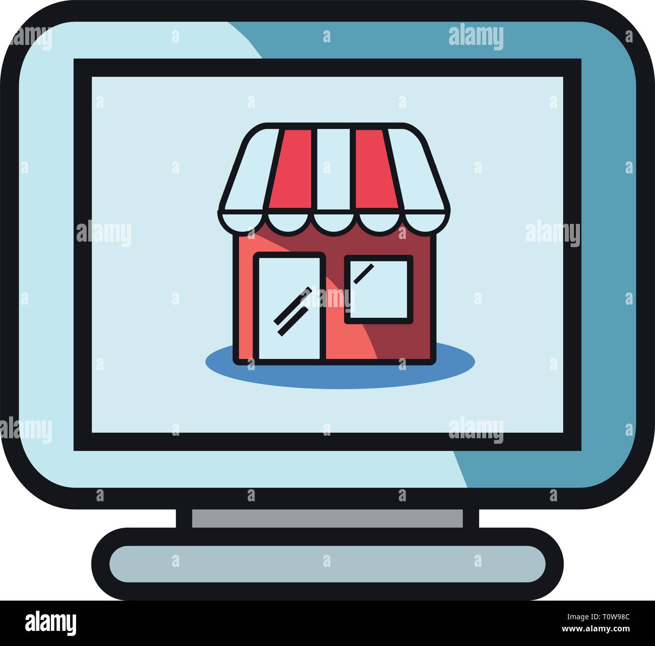 online shopping market computer on white background vector illustration ...