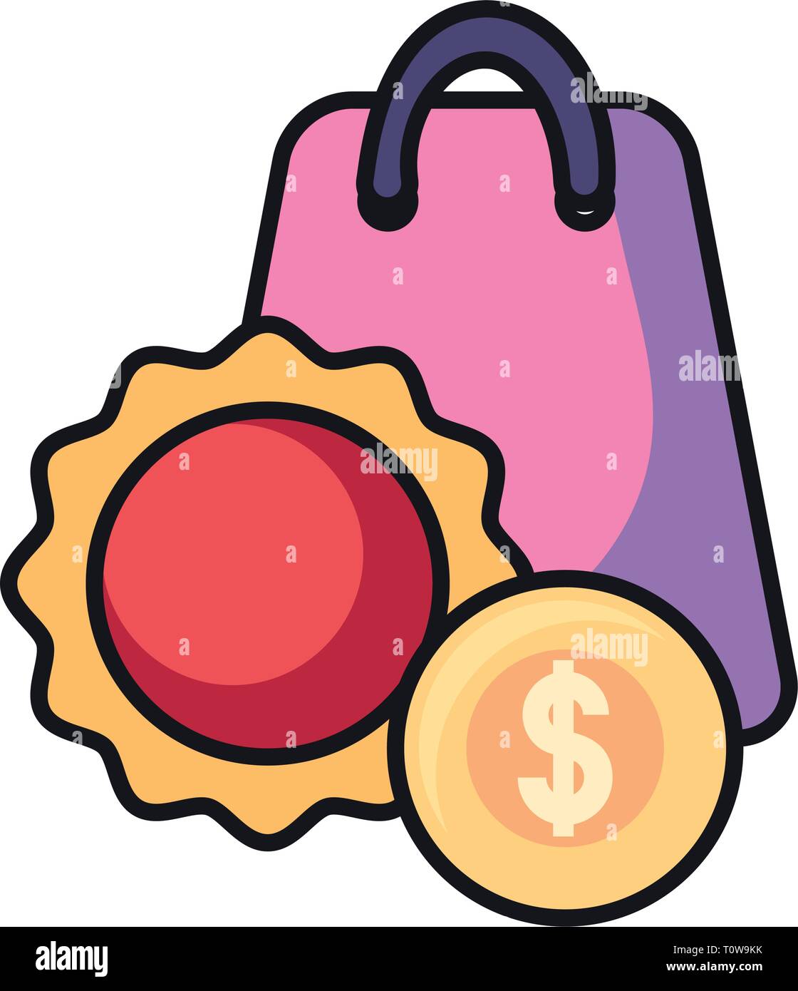 online shopping bag money label vector illustration Stock Vector Image ...