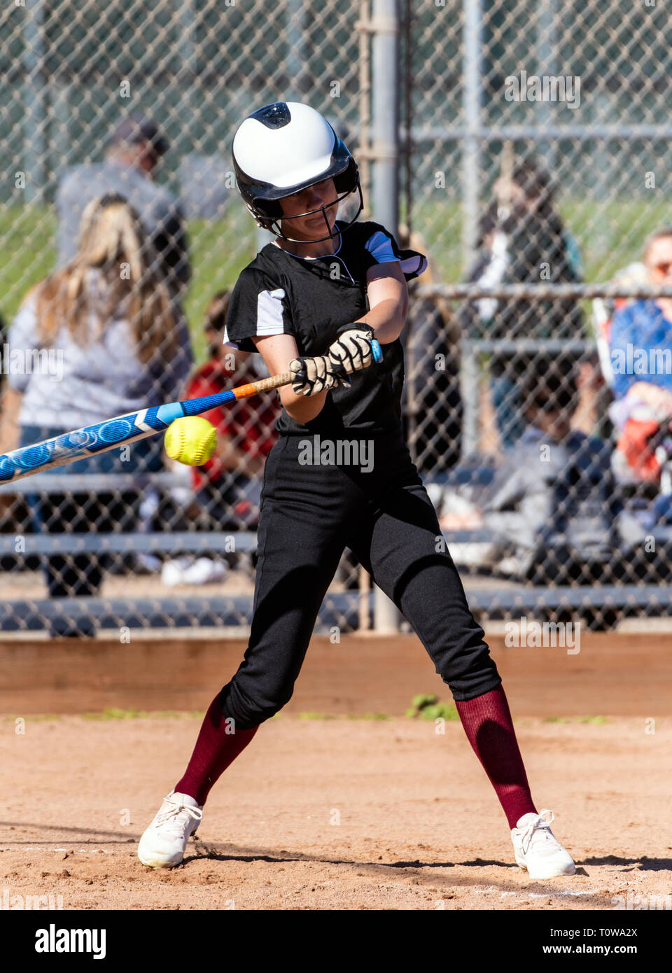 Softball Players Batting