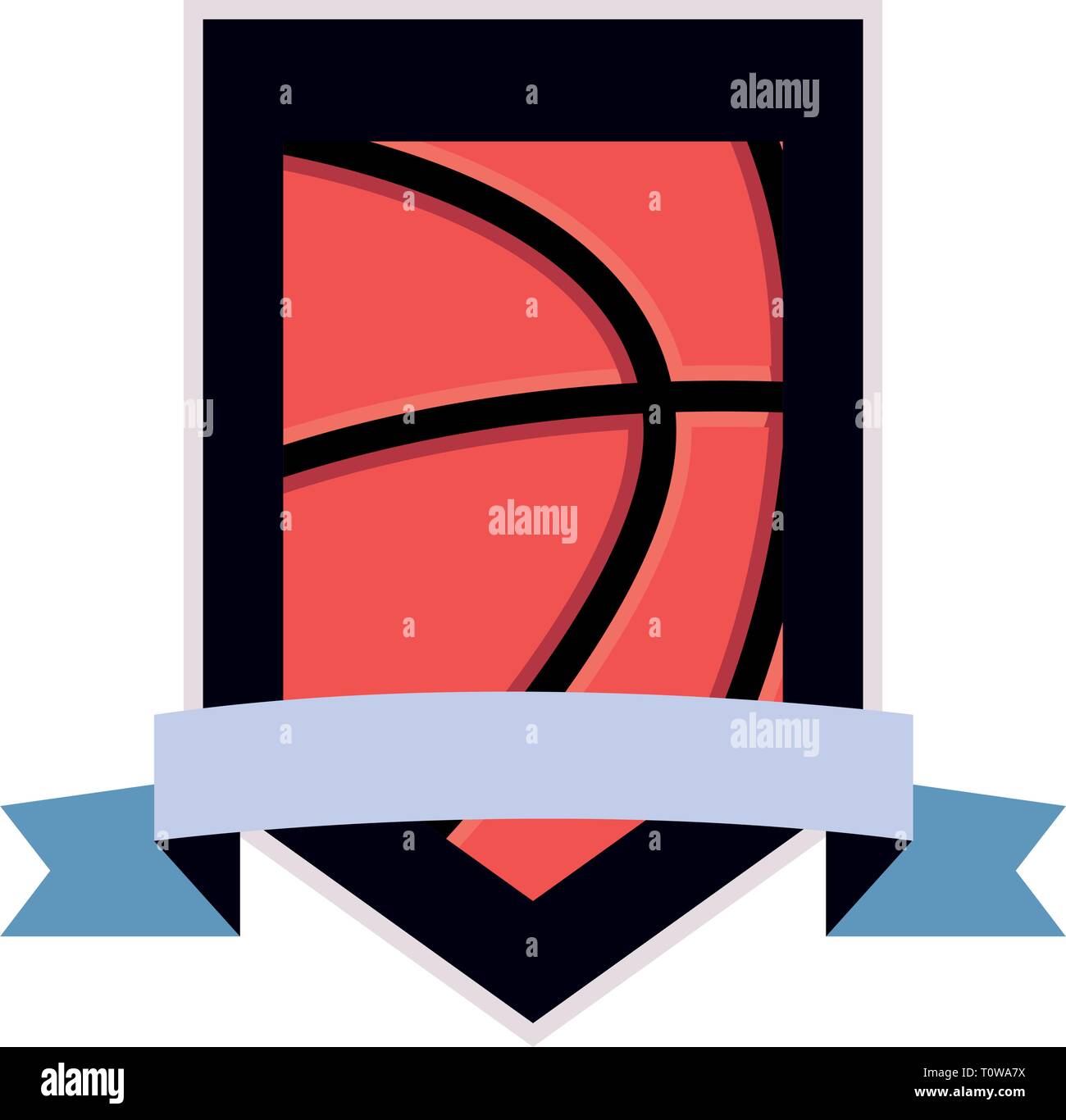 basketball sport ball ribbon badge background vector illustration Stock ...
