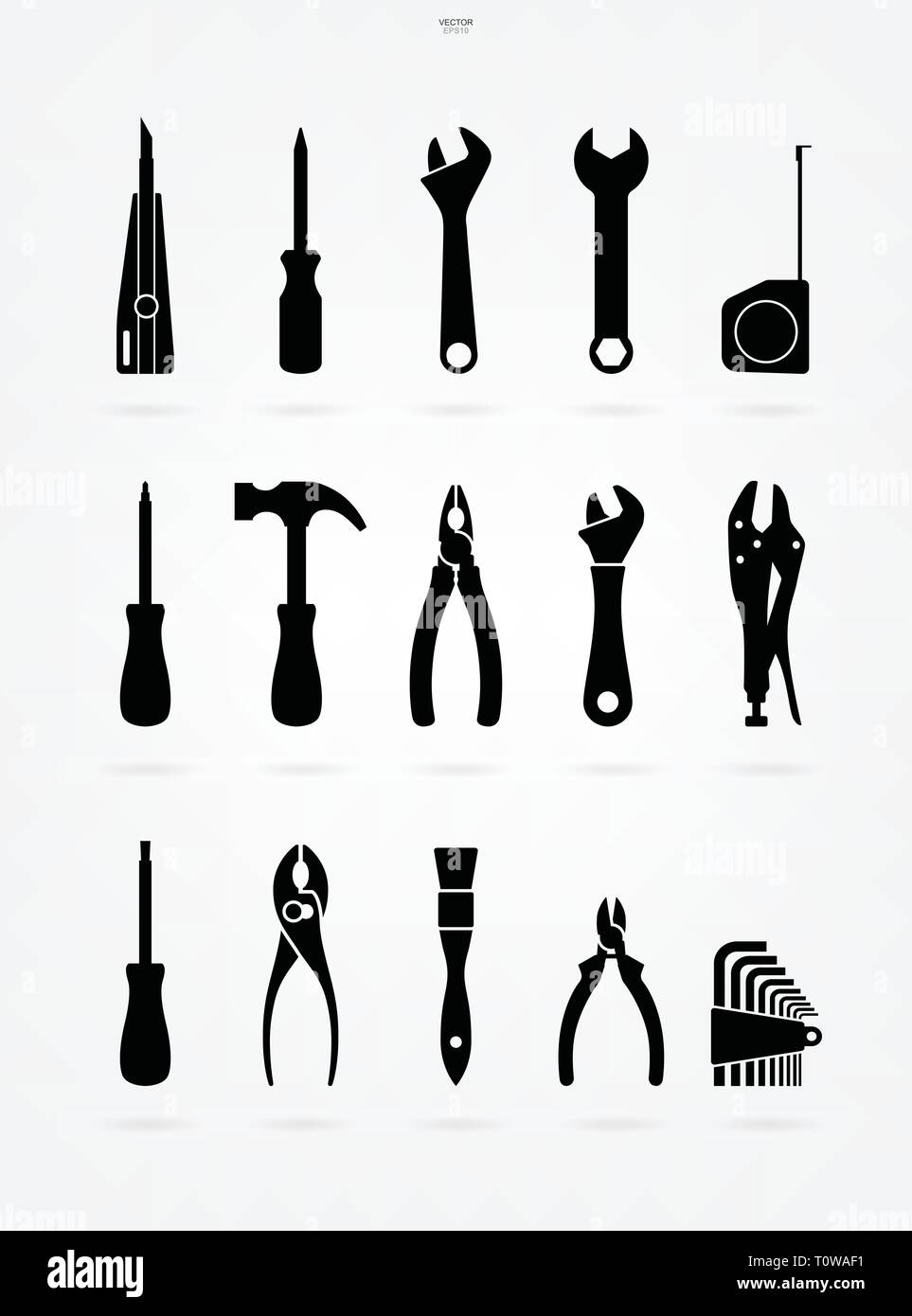 Craftsman tool icon set. Technician tool sign and symbol. Vector ...