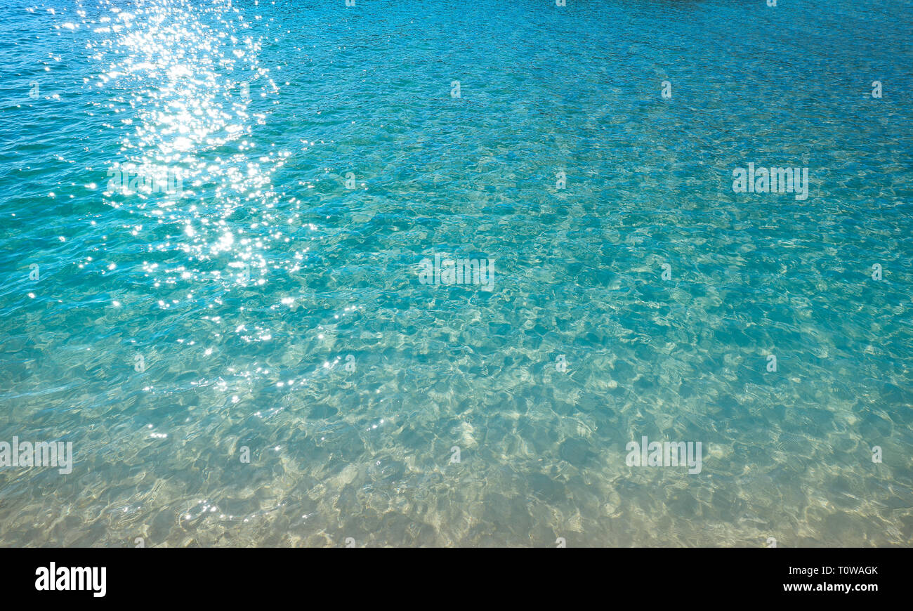 Tropical beach water transparent clear turquoise aqua background Stock ...