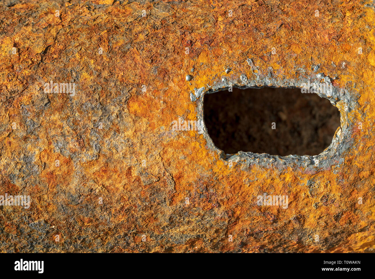 Texture of old metal close-up with rust marks and cracks of corrosion ...