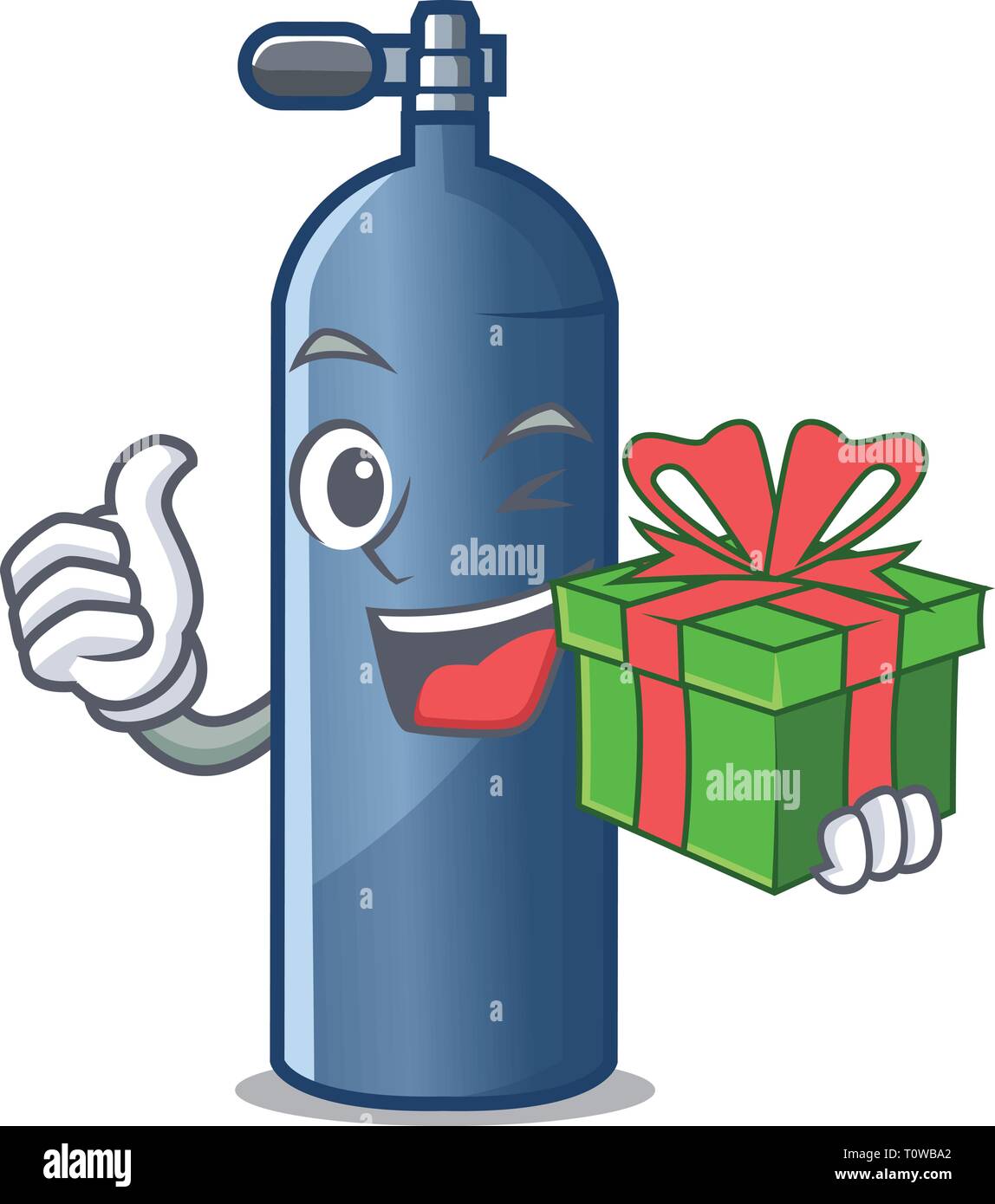 With gift miniature air tank diving character shape Stock Vector Image ...