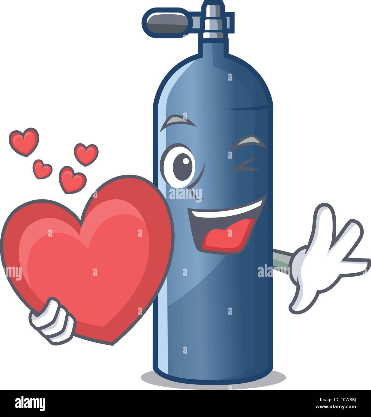 With heart miniature air tank diving character shape Stock Vector Image ...