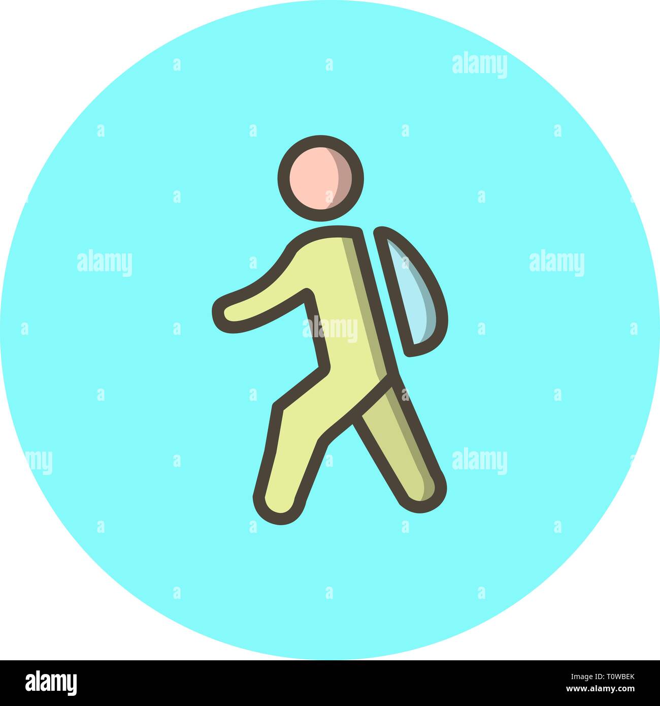 Illustration Walking to School Icon Stock Photo - Alamy