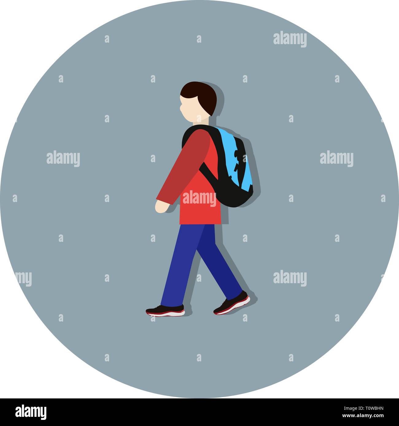 Illustration Walking to School Icon Stock Photo - Alamy