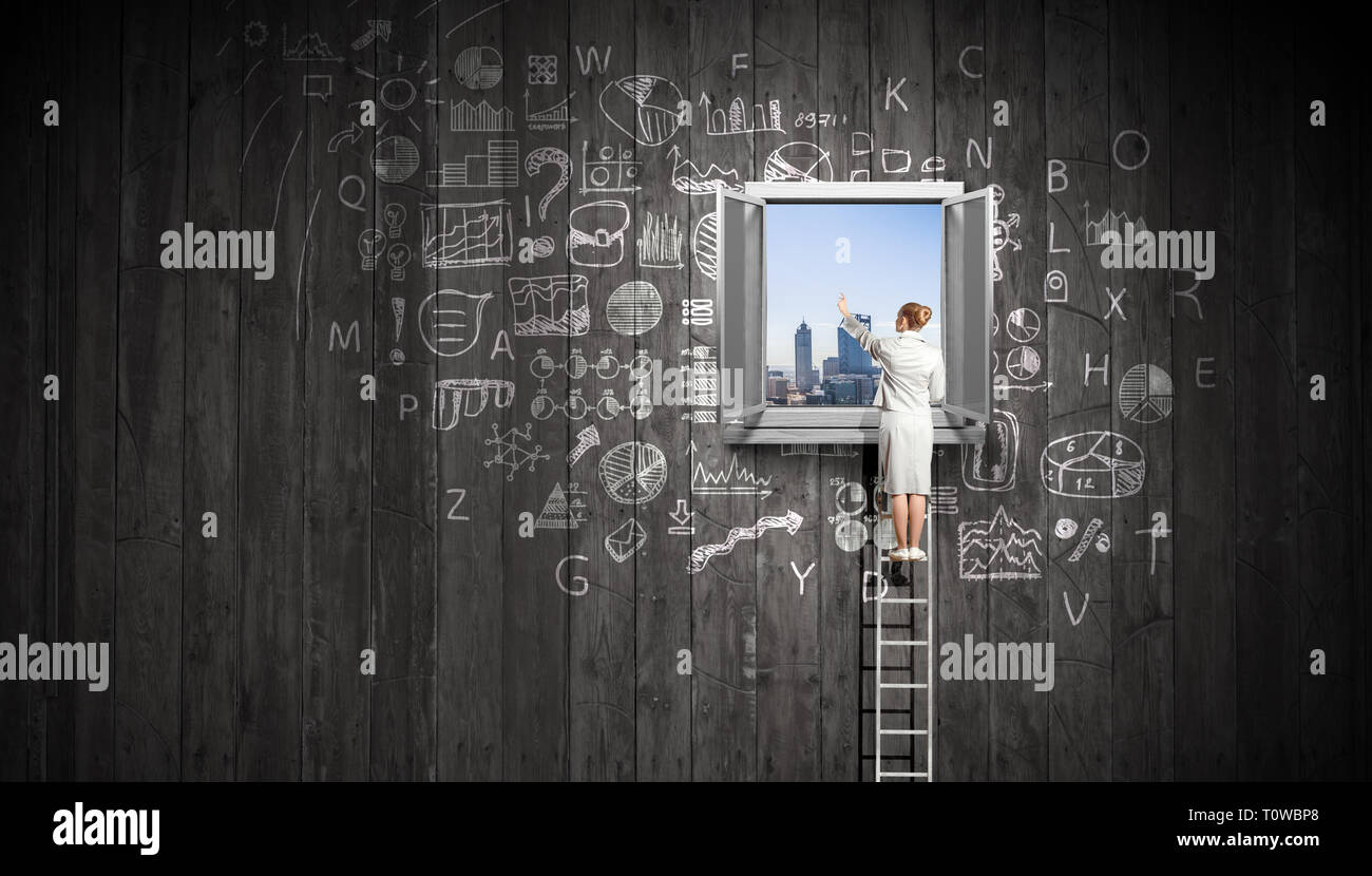 Window to success. Mixed media Stock Photo - Alamy
