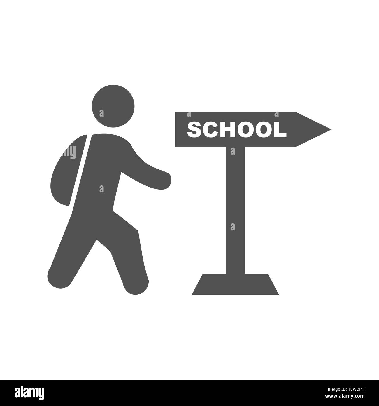 Illustration Walking to School Icon Stock Photo - Alamy