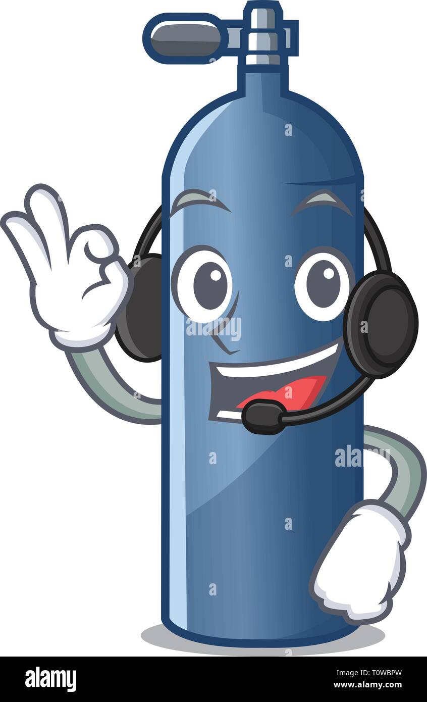 With headphone toy air tank diving cartoon shape Stock Vector Image ...