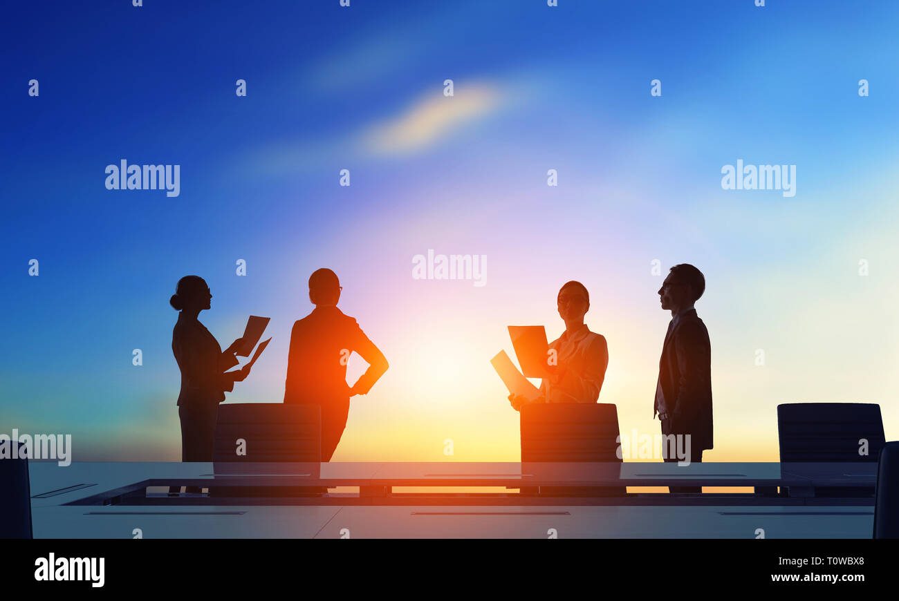 Business teamwork concept. Mixed media Stock Photo - Alamy