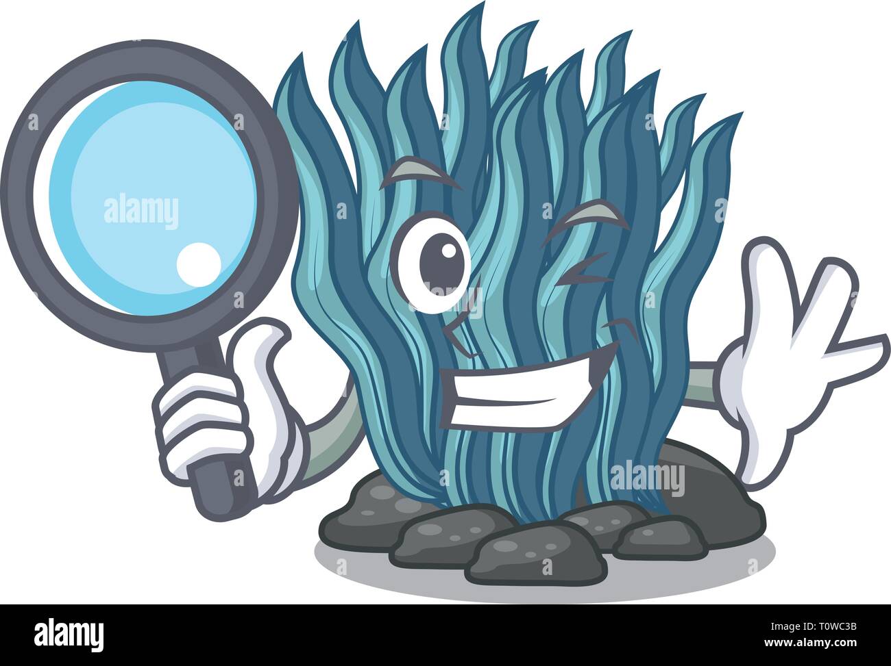 Detective blue seaweed isolated in the character Stock Vector Image ...