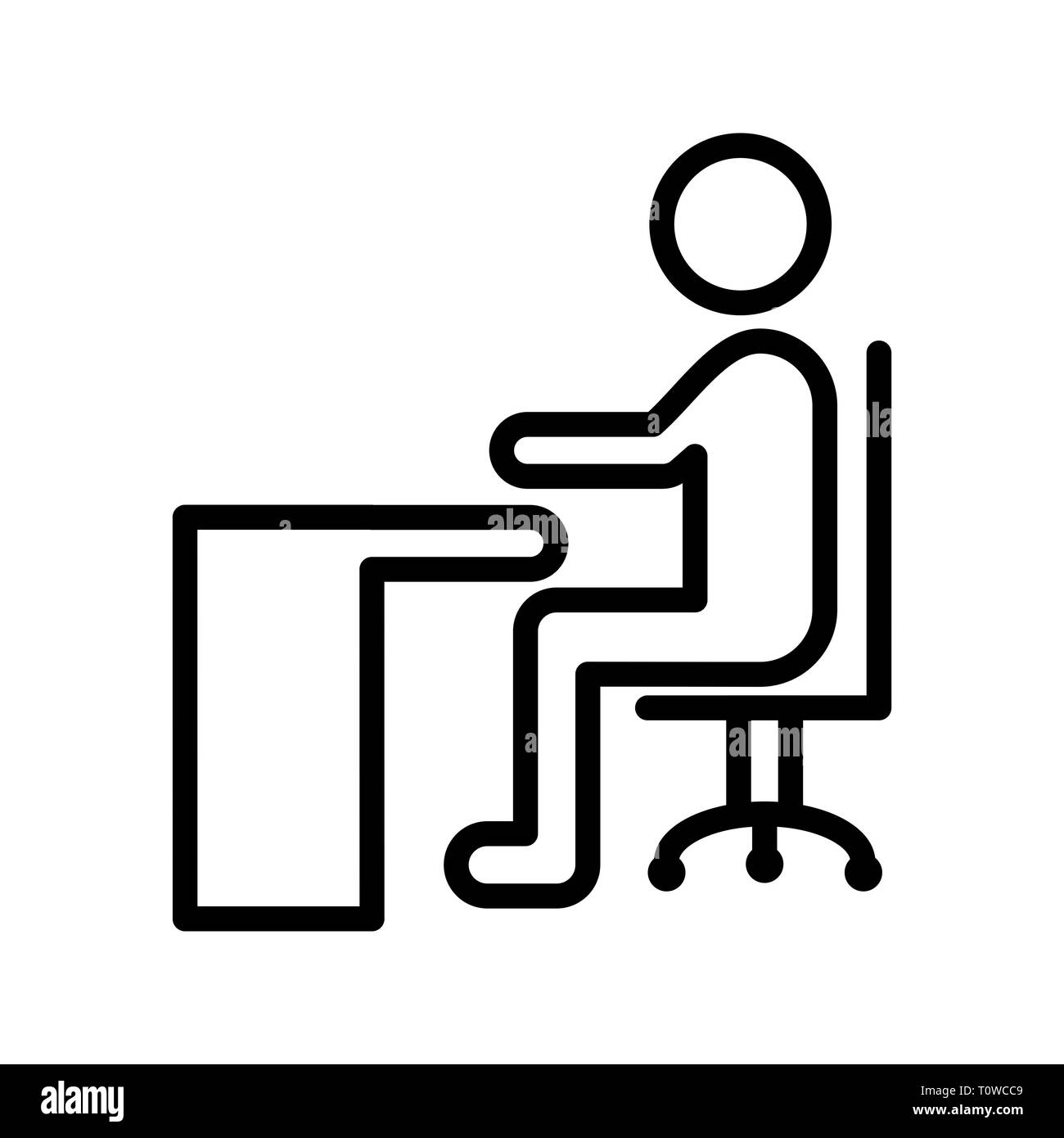 Illustration Sitting on Desk Icon Stock Photo - Alamy