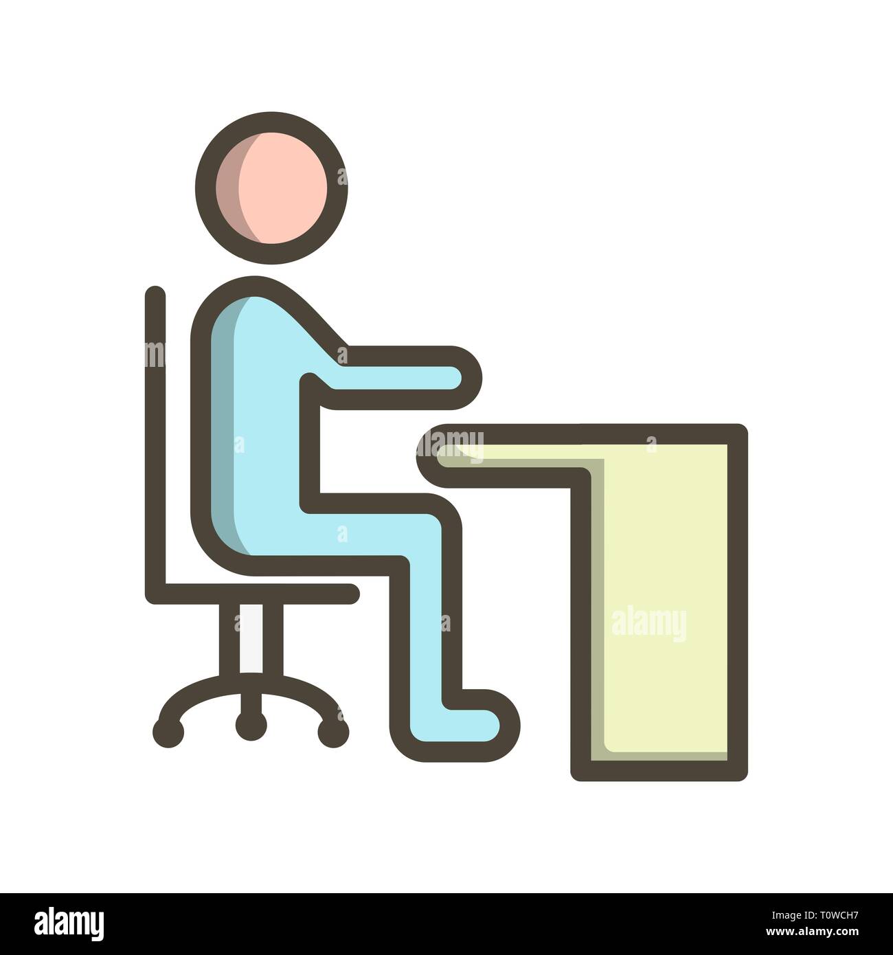 Illustration Sitting on Desk Icon Stock Photo - Alamy