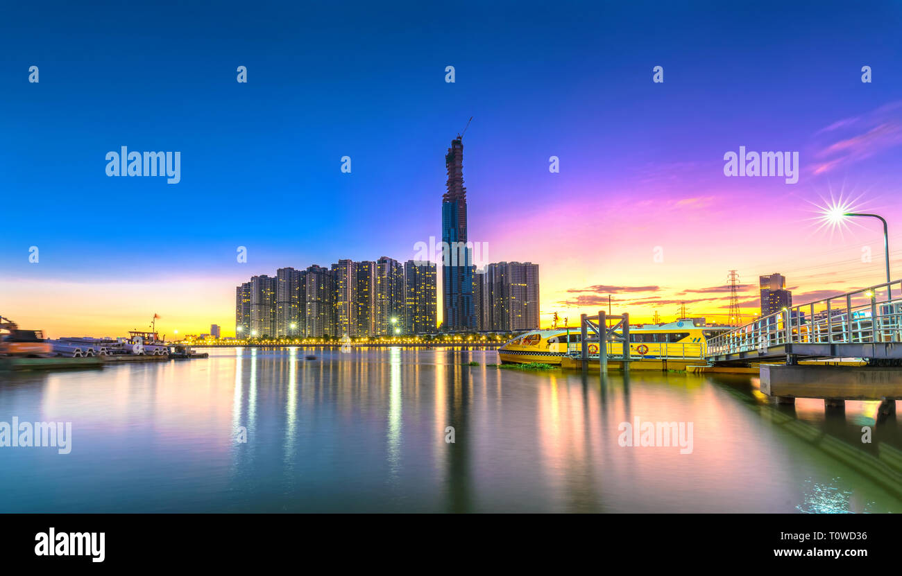 kyscraper at sunset with impressive apartment, showing urban ...