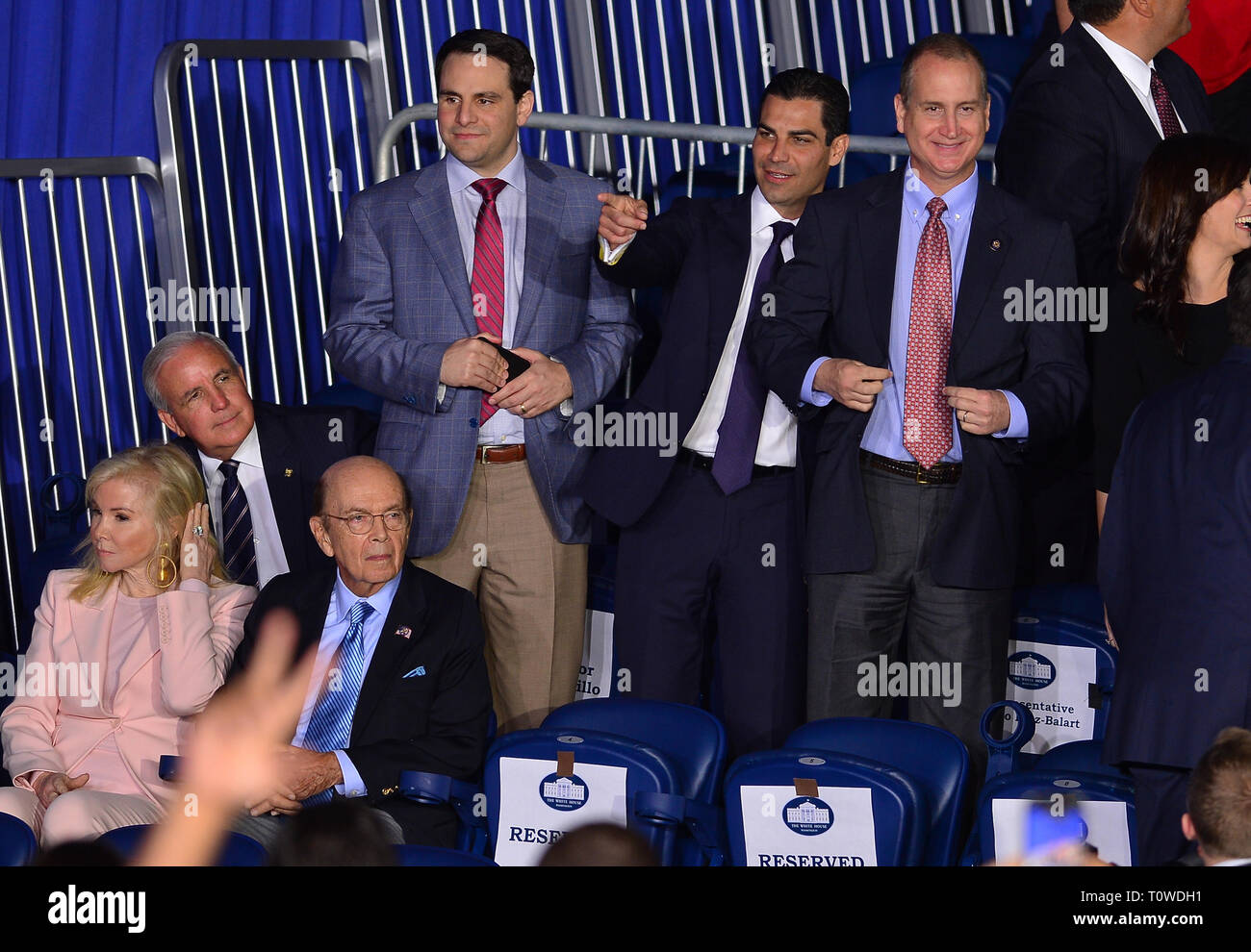 U.S. President Donald J. Trump and First Lady Melania Trump speaking to ...