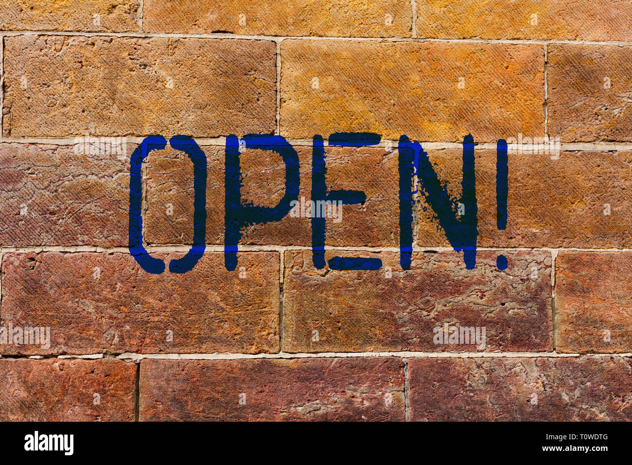 Conceptual hand writing showing Open. Concept meaning Allow things to ...