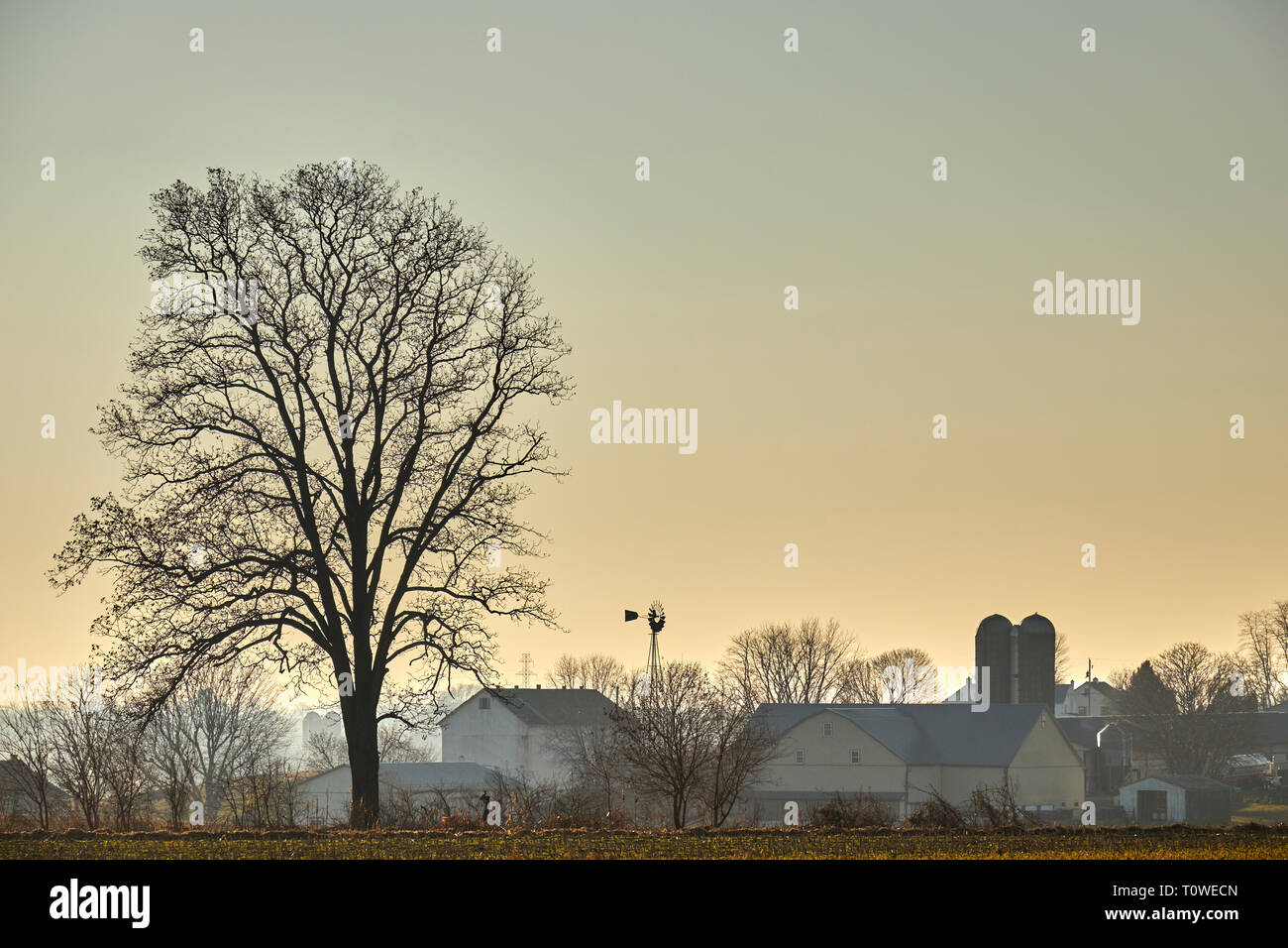 A Lancaster County, Pennsylvania farm in winter twilight Stock Photo ...