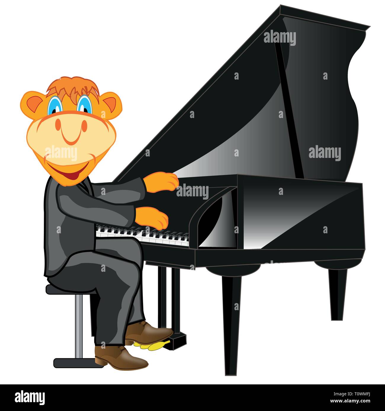 Vector illustration animal playing on piano on white background is ...