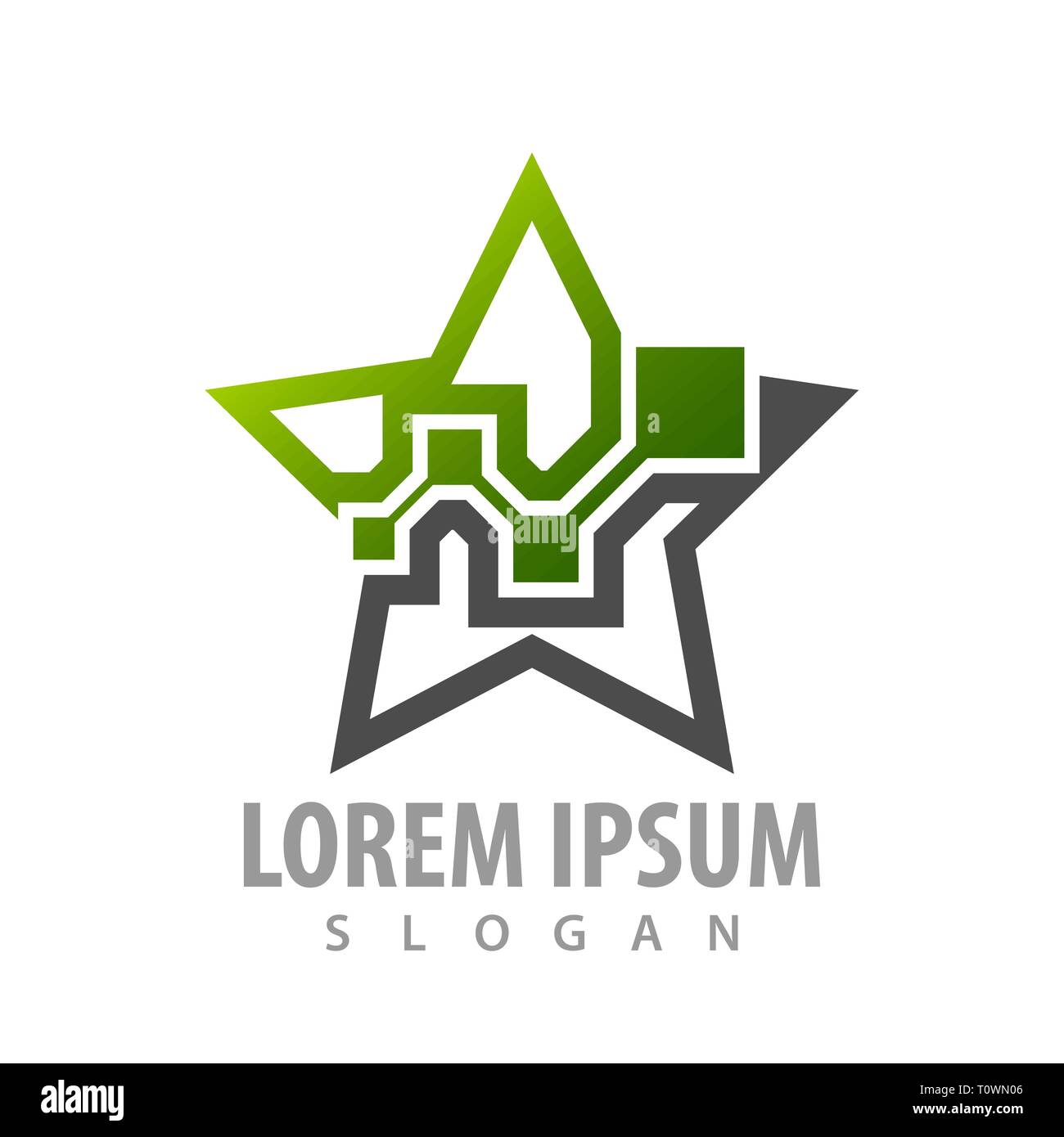 Green line star network connect concept design. Symbol graphic template ...