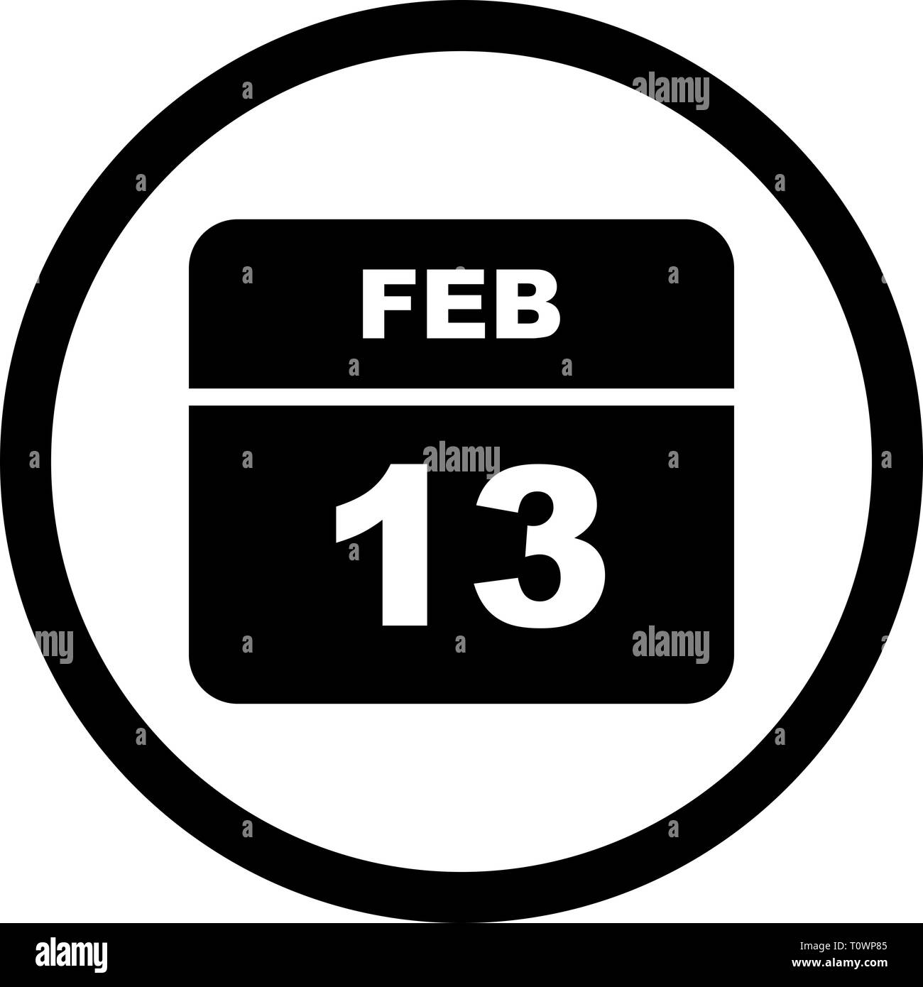 February 13th Date on a Single Day Calendar Stock Photo - Alamy