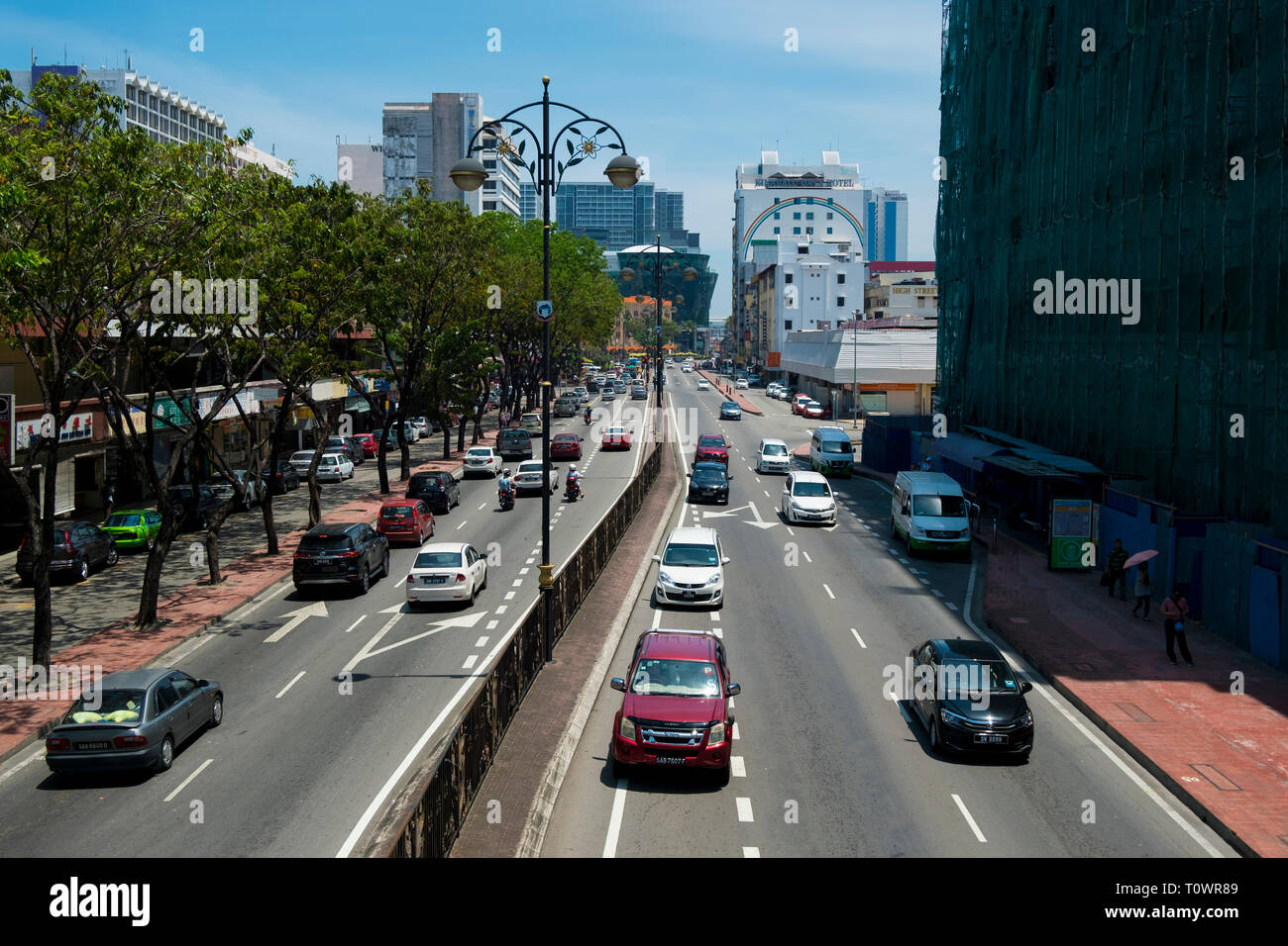 Typical street view in Kota Kinabalu, Sabah, Borneo, Malaysia Stock ...