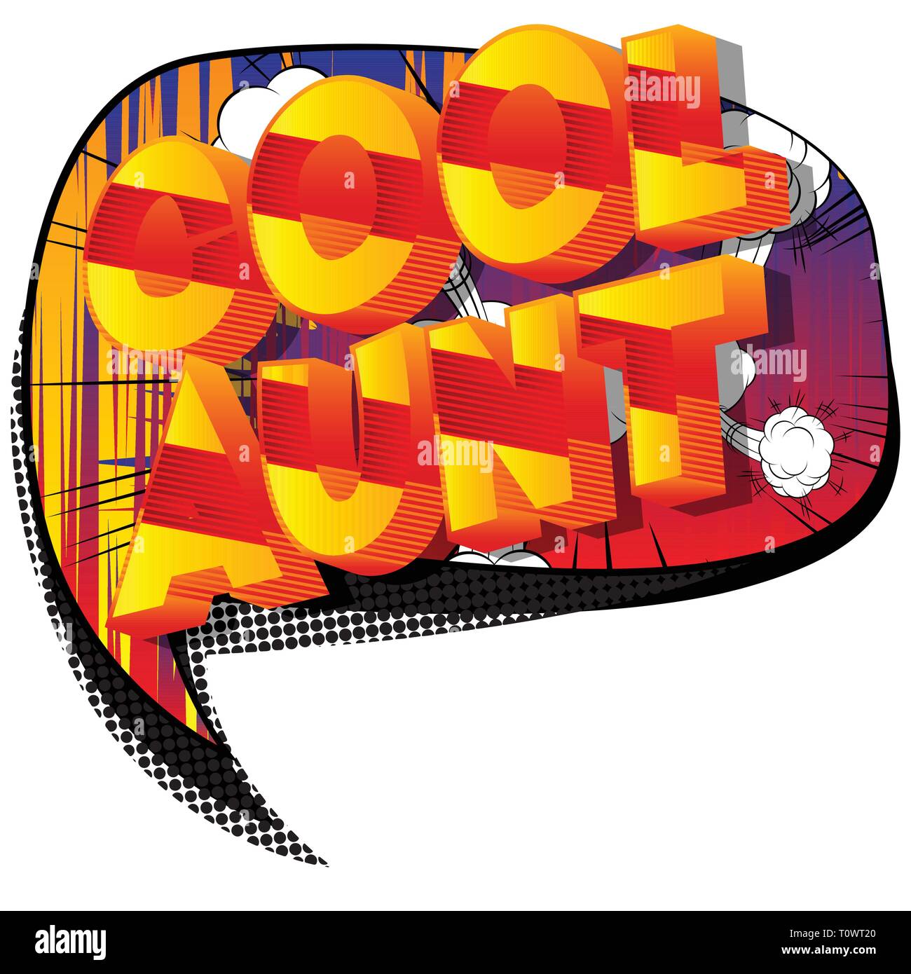 Cool Aunt - Vector illustrated comic book style phrase on abstract ...
