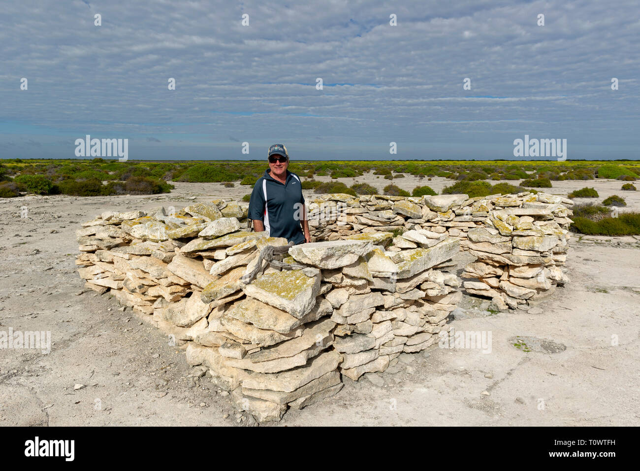 Historian Dr. Howard Gray at the inland fort on West Wallabi island, it ...