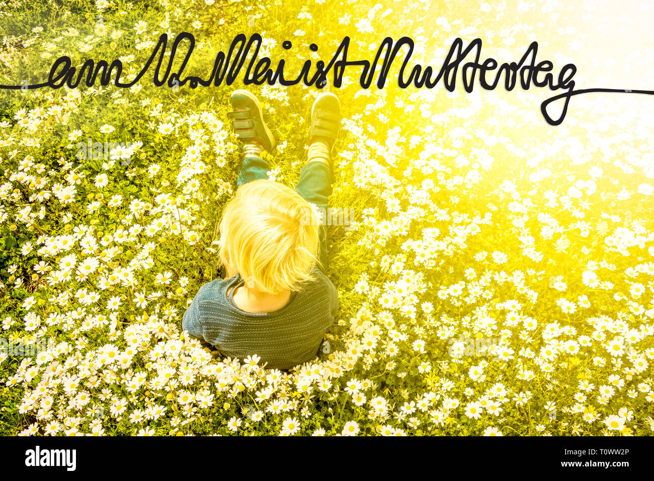 German Calligraphy Muttertag Means Happy Mothers Day. Blonde Child ...