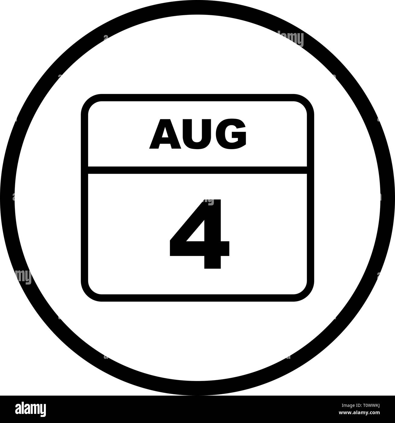 August 4th Date on a Single Day Calendar Stock Photo - Alamy