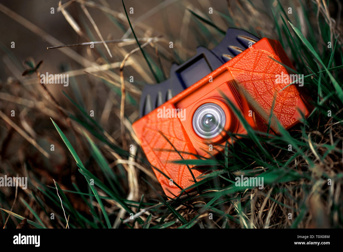 Plastic digital camera toy macro background Stock Photo - Alamy