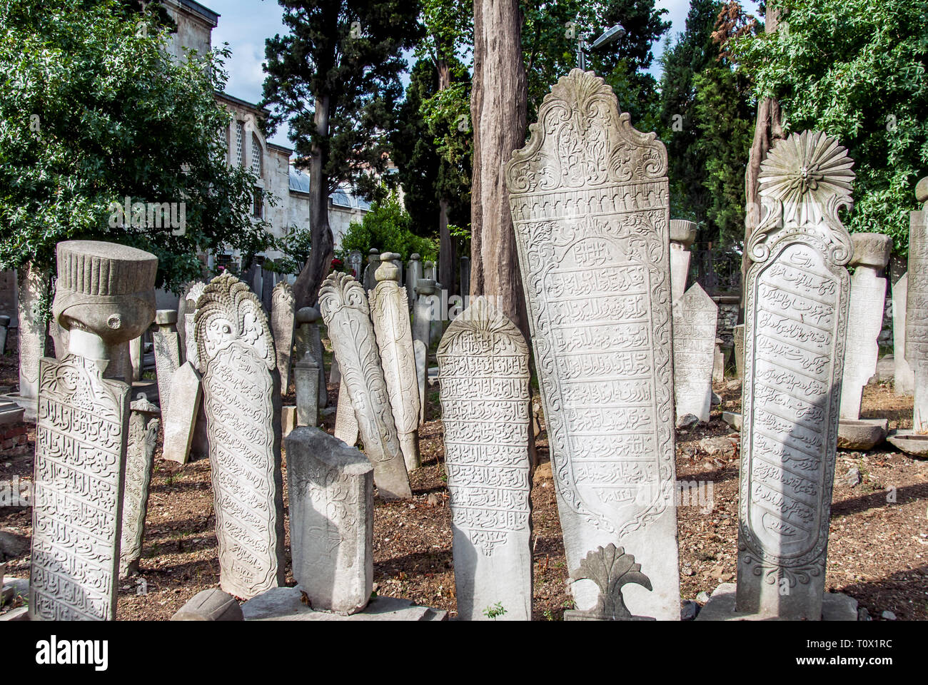 Istanbul, Turkey, 1 July 2011: Ottoman Tomb Stones at Nurbanu Valide ...