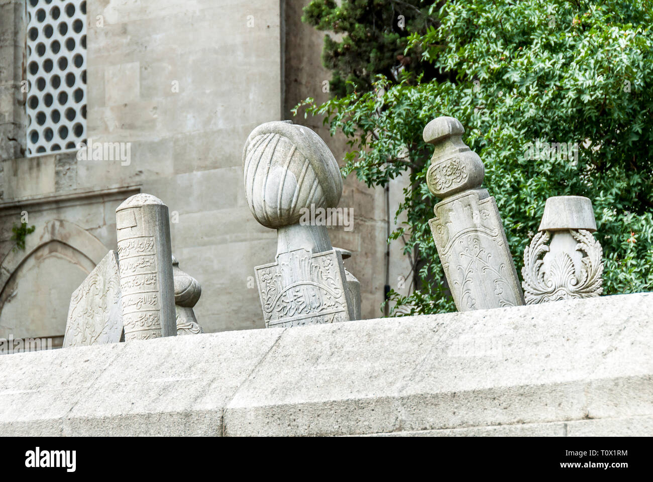 Istanbul, Turkey, 1 July 2011: Ottoman Tomb Stones at Nurbanu Valide ...