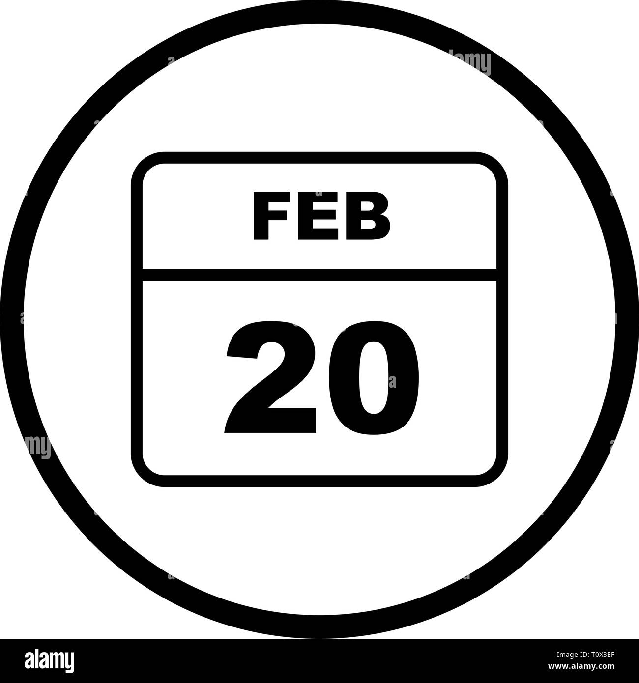 February 20th Date on a Single Day Calendar Stock Photo - Alamy