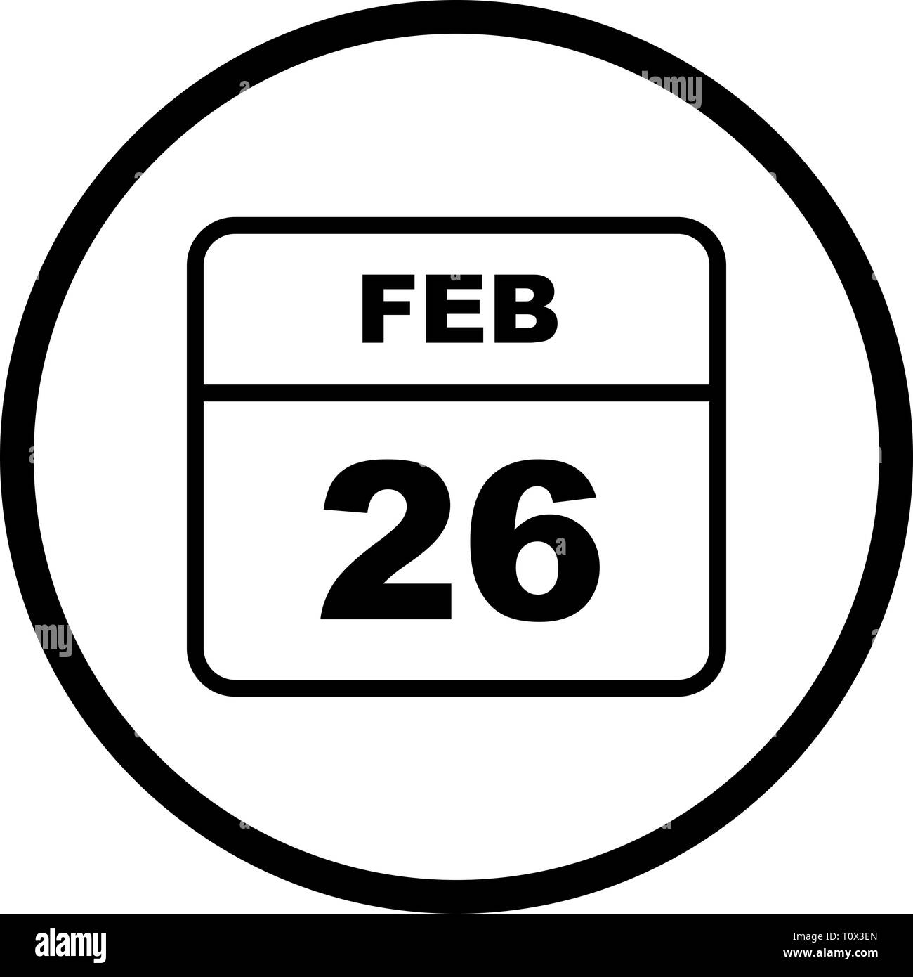 February 26th Date on a Single Day Calendar Stock Photo - Alamy